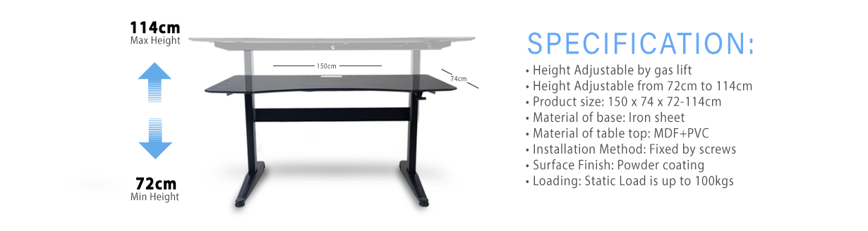 Mwave Height Adjustable Desk Designed For Gaming 150cm X 74cm Black mwave-height-adjustable-desk-designed-for-gaming-150cm-x-74cm-black